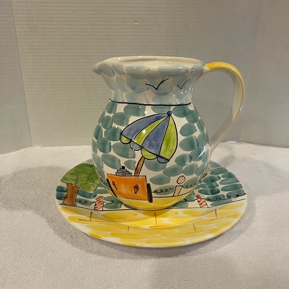 Art | A Santos Pottery Hand Painted Ceramic Pictcher And Basin Set ...